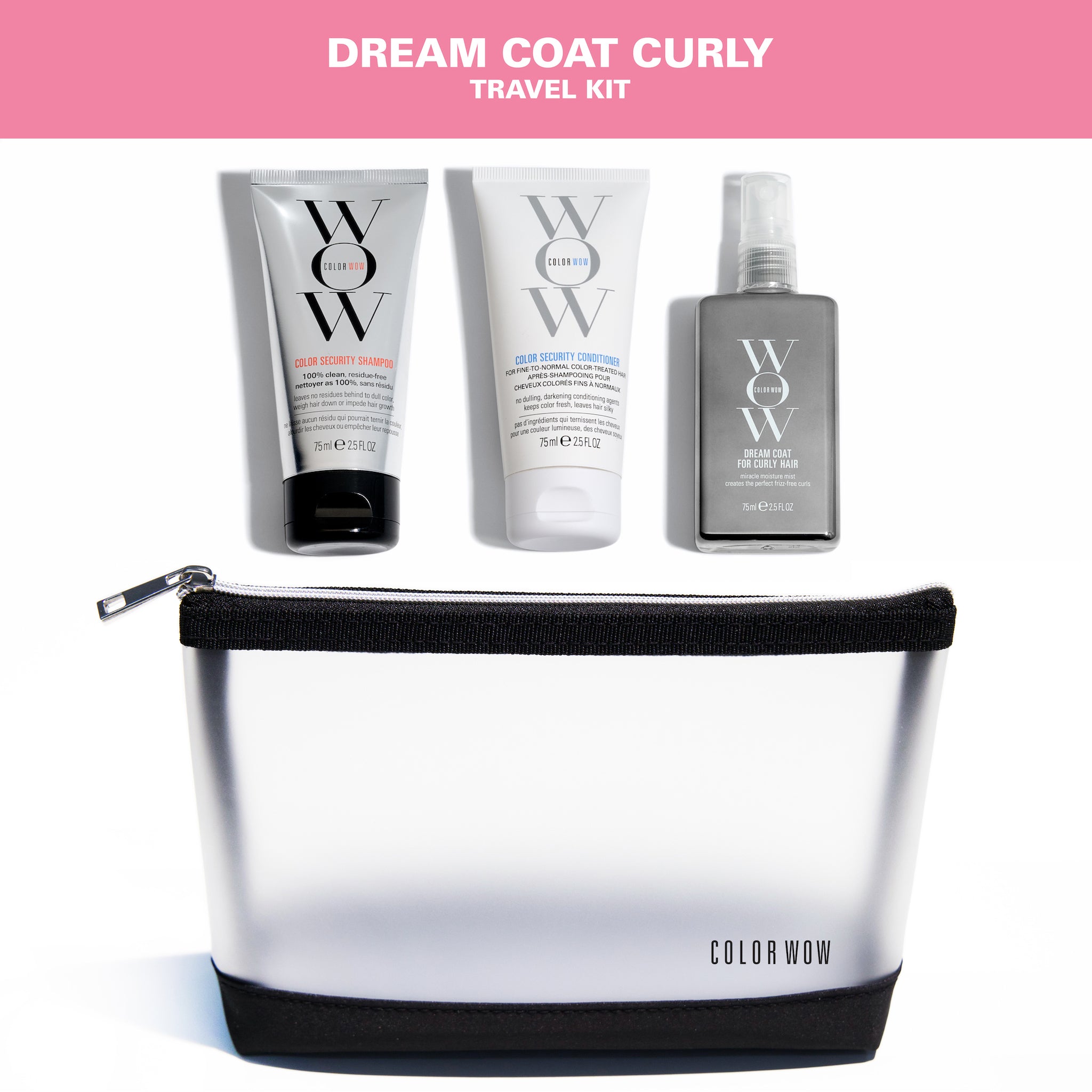 Dream Coat Curly Travel Kit with Clear Pouch – Color Wow